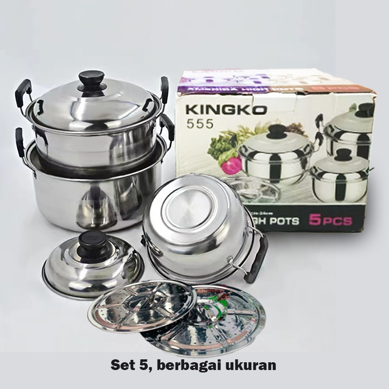 Jual FOREVER-panci set kingko 555 stainless isi 5 set + steamer ...