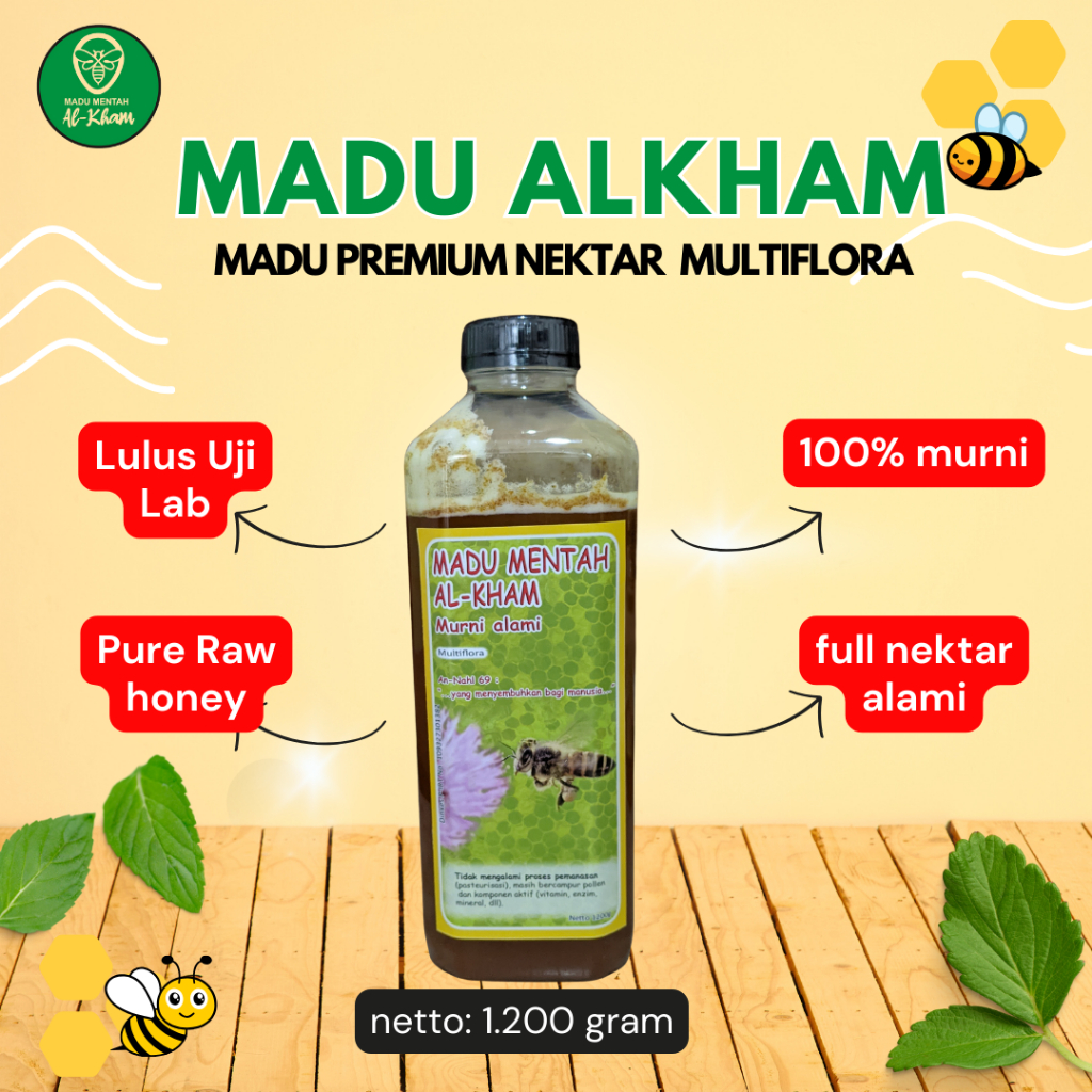 Jual Madu Asli Murni 100% Alkham Multiflora 1200 gr Full Nektar Alami ...