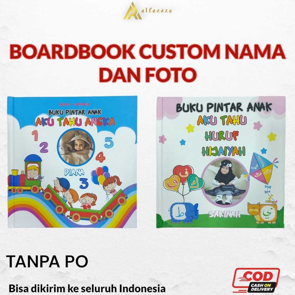 Jual Alfareza Variasi Boardbook Custom Nama dan Foto Balita Buku Pintar Anak AKu Tahu Buah Angka ...
