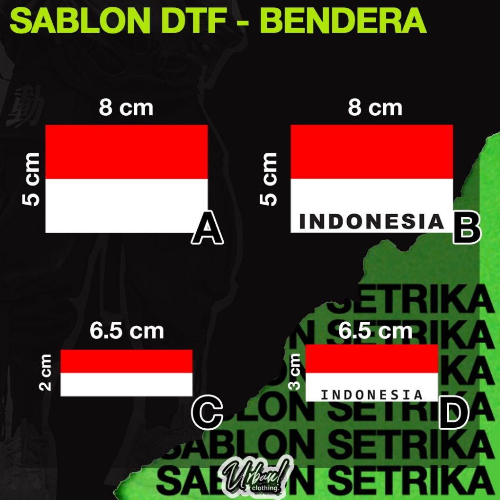 Jual Urban - Sablon setrika Stiker label Bendera Indonesia anak dewasa ...