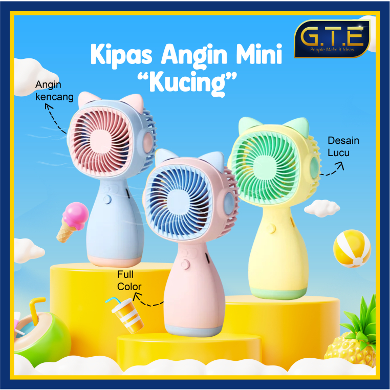 Jual GTE | Kipas Angin Mini Portable Karakter | Handy Mini Fan | Kipas ...