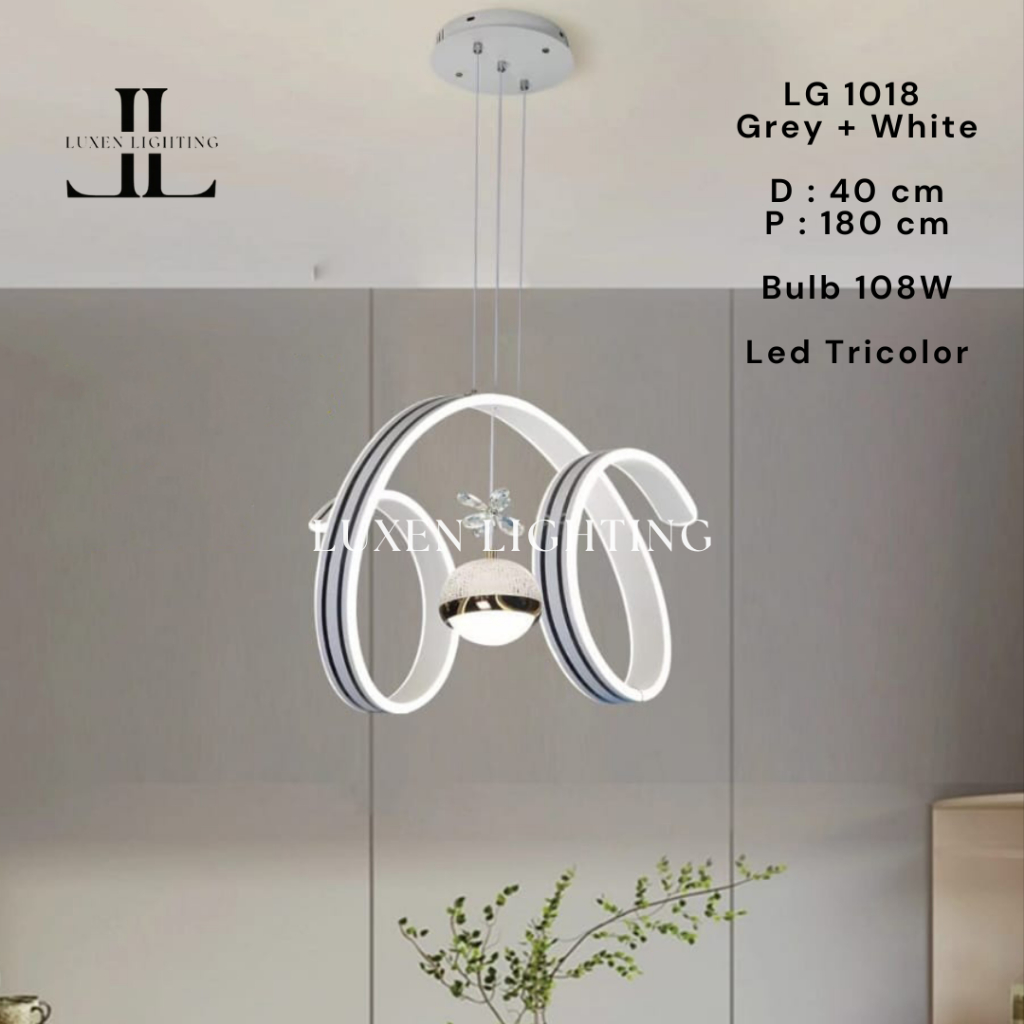 Jual Lampu Gantung Hias Minimalis Modern Led Tricolor LG 1018 Grey ...