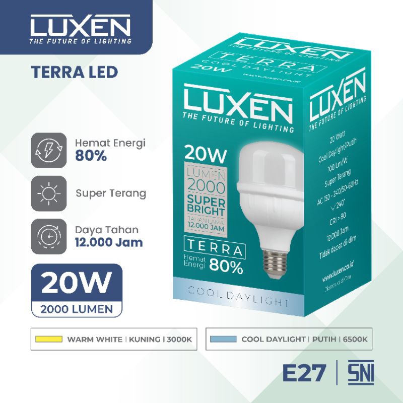 Jual LUXEN TERRA LAMPU LED BULB 20W 20 WATT SNI GARANSI 1 TAHUN | Shopee Indonesia