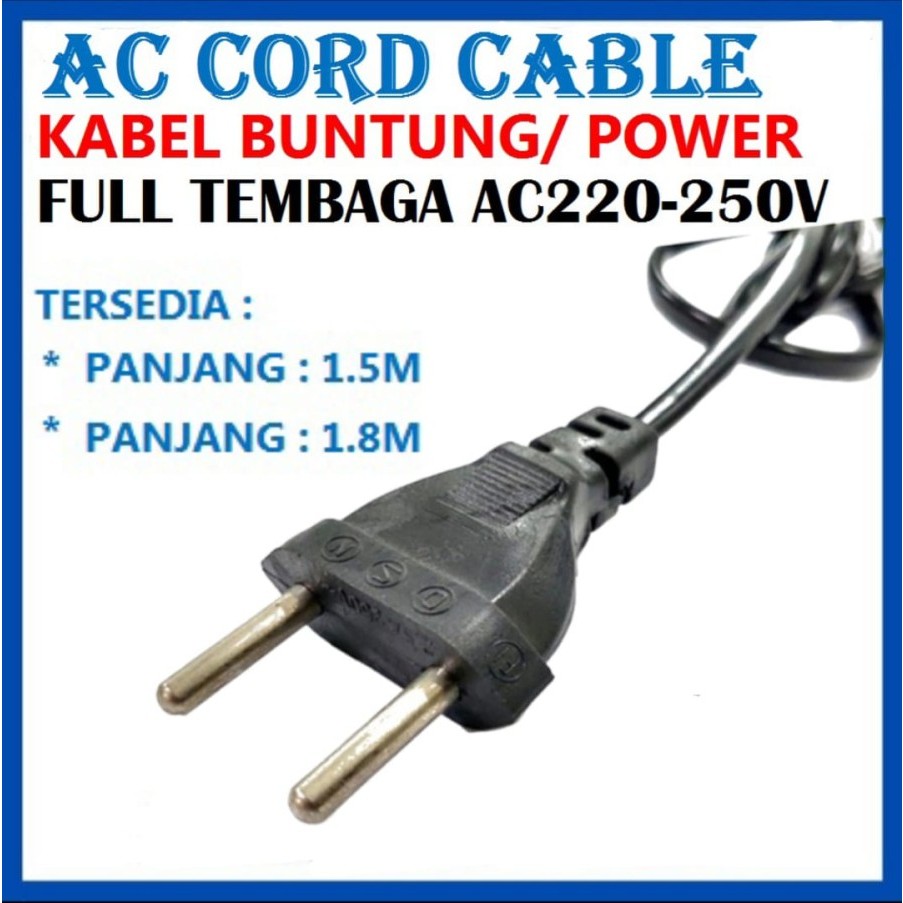 Jual Kabel Buntung Steker Listrik AC Power 220V Cable Colokan Jack Lampu | Shopee Indonesia
