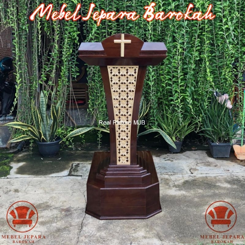 Jual Podium Mimbar Pidato Presiden Kayu Jati Ukir Minimalis Mimbar ...