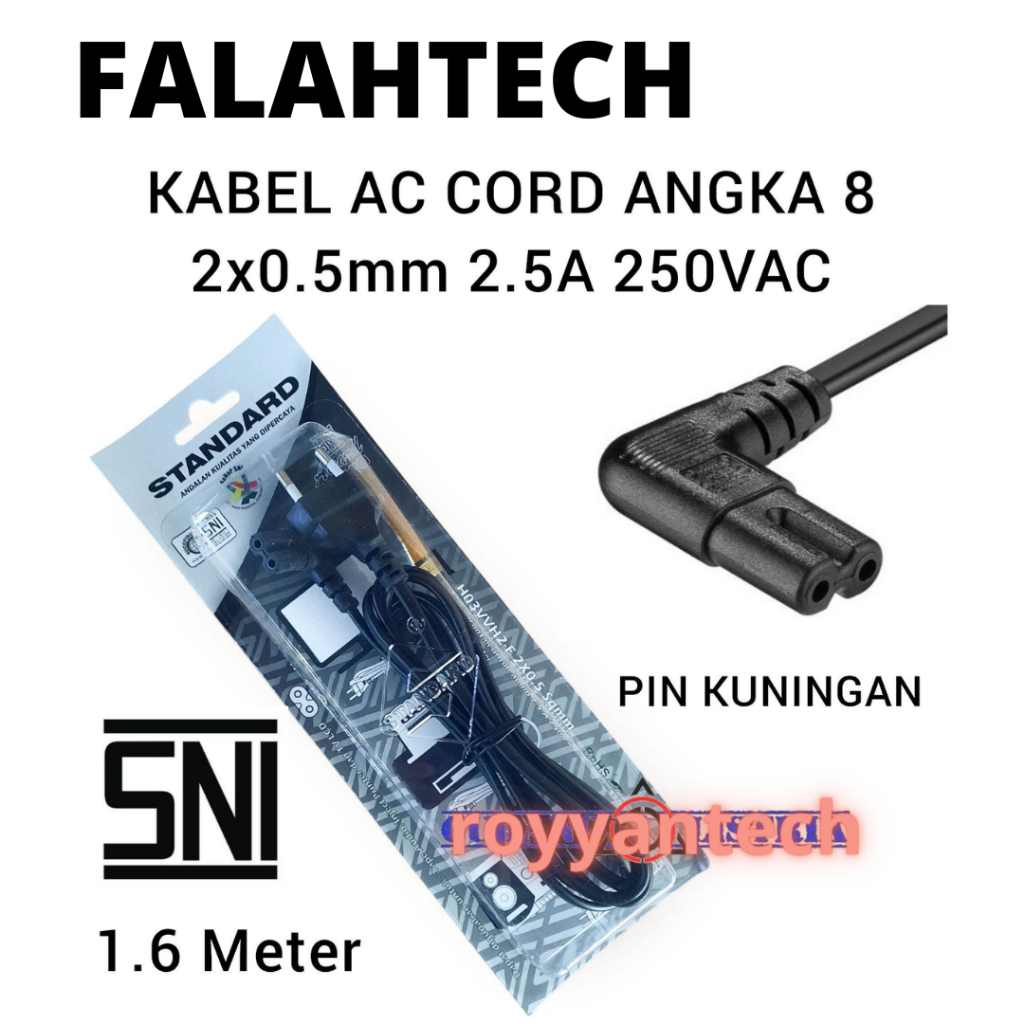 Jual KABEL AC CORD TYPE L KABEL AC ANGKA 8 STANDAR | Shopee Indonesia