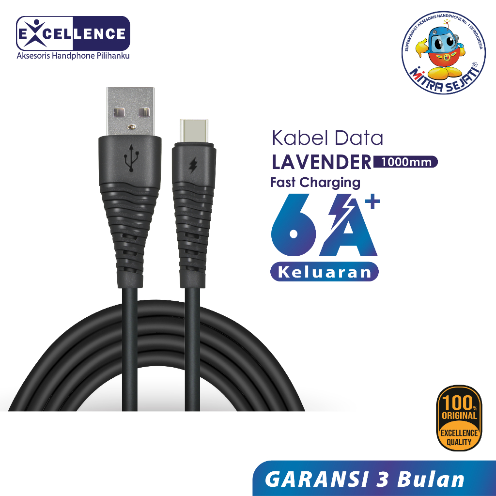 Jual EXCELLENCE Kabel Data Lavender 6A untuk Lightning/Micro USB/Type-C | Shopee Indonesia