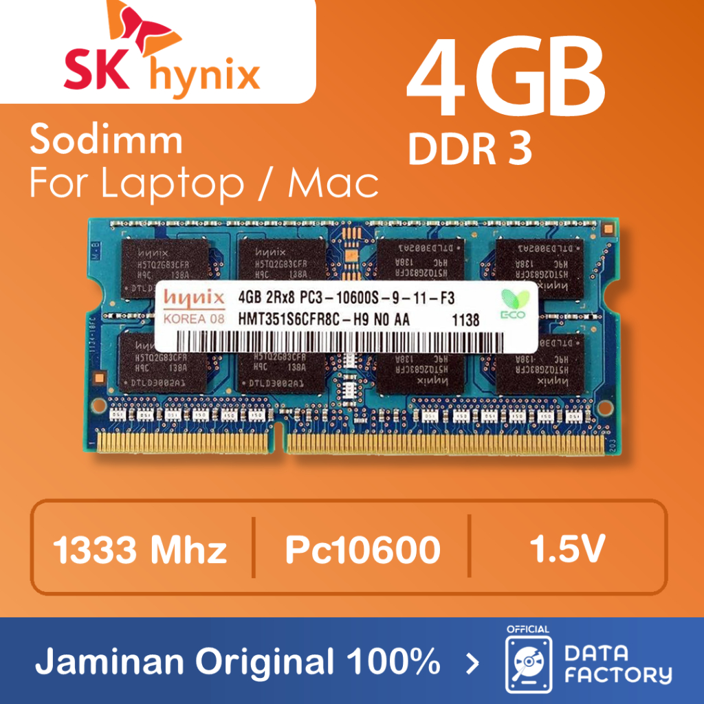 Jual Ram Laptop Hynix Ddr3 4gb 1333mhz Pc10600 Sodimm 1 5v Memory