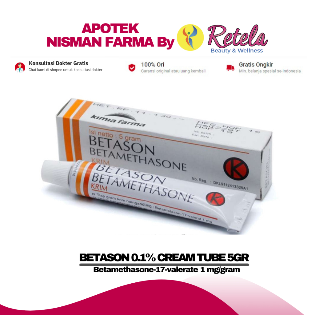 Jual BETASON 0.1% CREAM 5GR ( Betamethasone-17-valerate 1 mg ) | Shopee ...