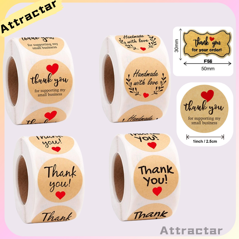 Jual COD 500pcs/roll stiker terima kasih/stiker thank you bulat coklat ...