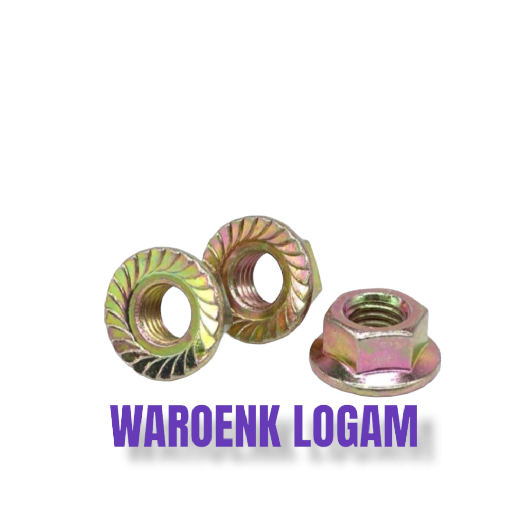 Jual MUR TOPI KUNING M8 | HEX FLANGE NUT M8 DRAT 12 MUR BAUT 12 PITCH 1 ...