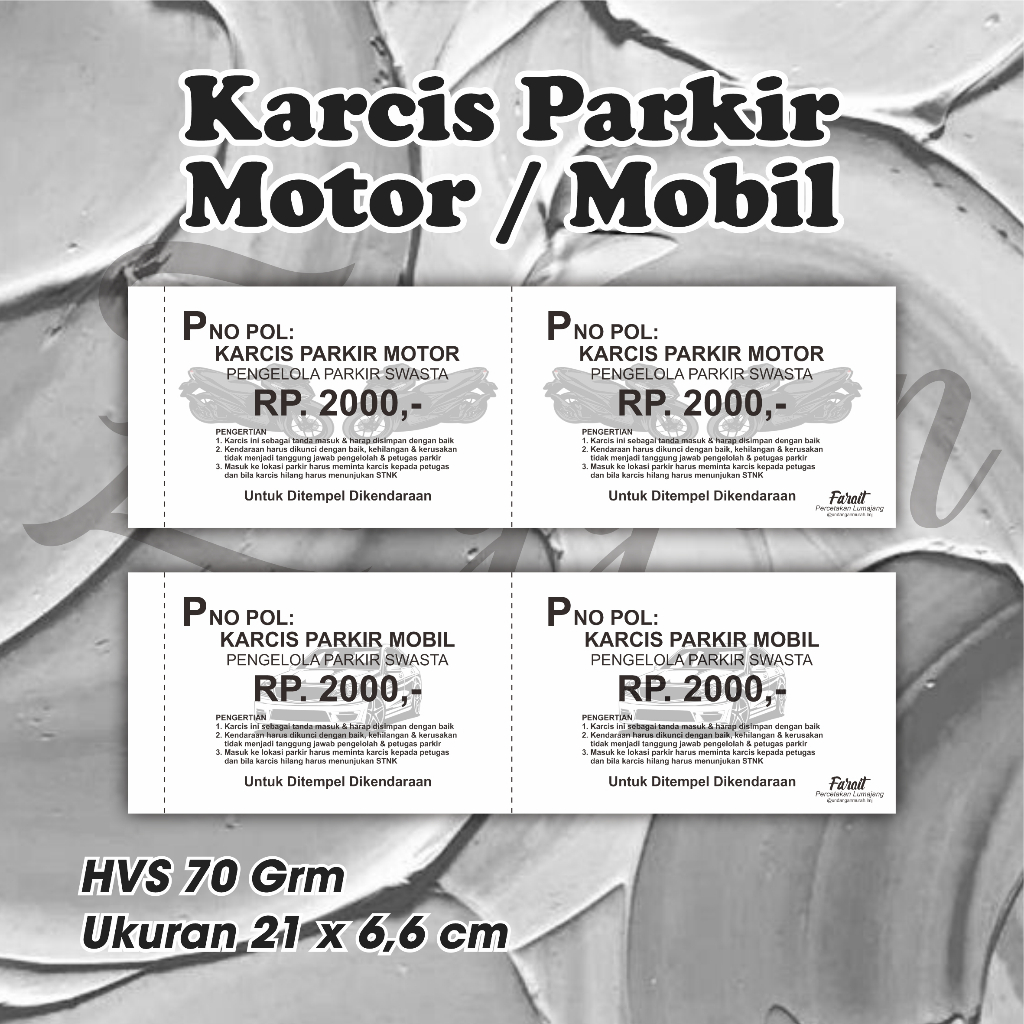 Jual Cetak Karcis Parkir Motor Dan Mobil Murah Meriah, Eelgant, Xpress ...