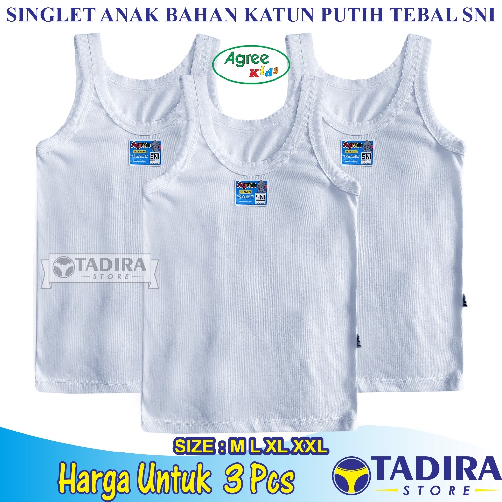 Jual 3 Pcs Singlet Anak Katun Tebal Usia 5-13 Tahun Tipe SF 039 TADIRA ...