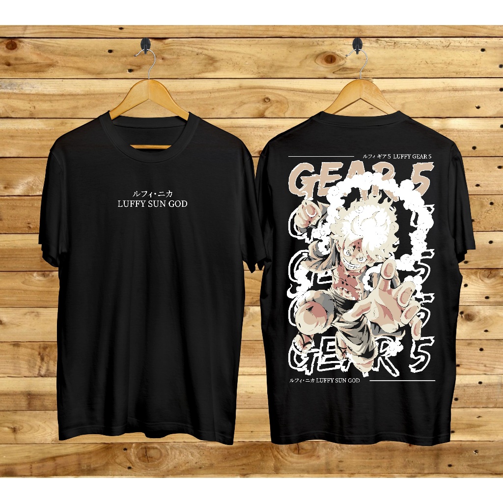 Jual Kaos T-shirt Distro | Kaos Motif Luffy Gear 5 Fifth Sun God Hitam ... Jual Kaos T-shirt Distro | Kaos Motif Luffy Gear 5 Fifth Sun God Hitam ...