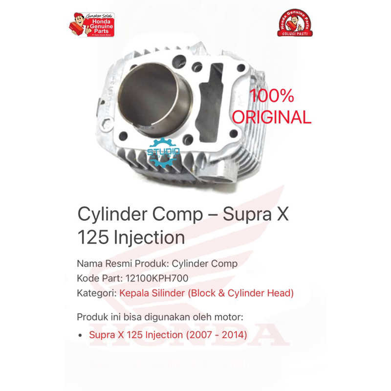 Jual 12100-KPH-700 131A1-KPH-881 Cylinder Comp Blok Seher & Piston Kit STD Supra X 125 Fi Lama ...