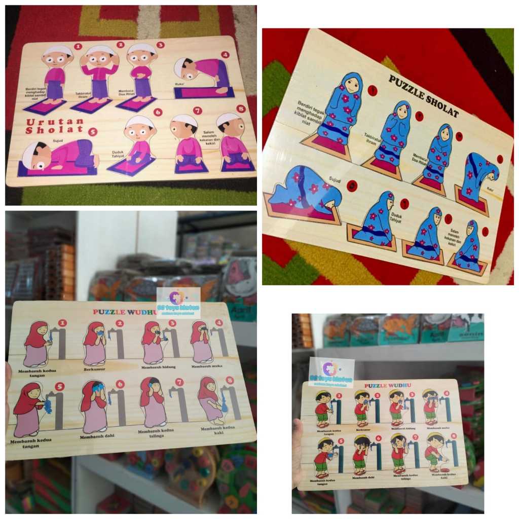 Jual Mainan Puzzle kayu sholat lengkap dengan wudhu islami | Shopee ...