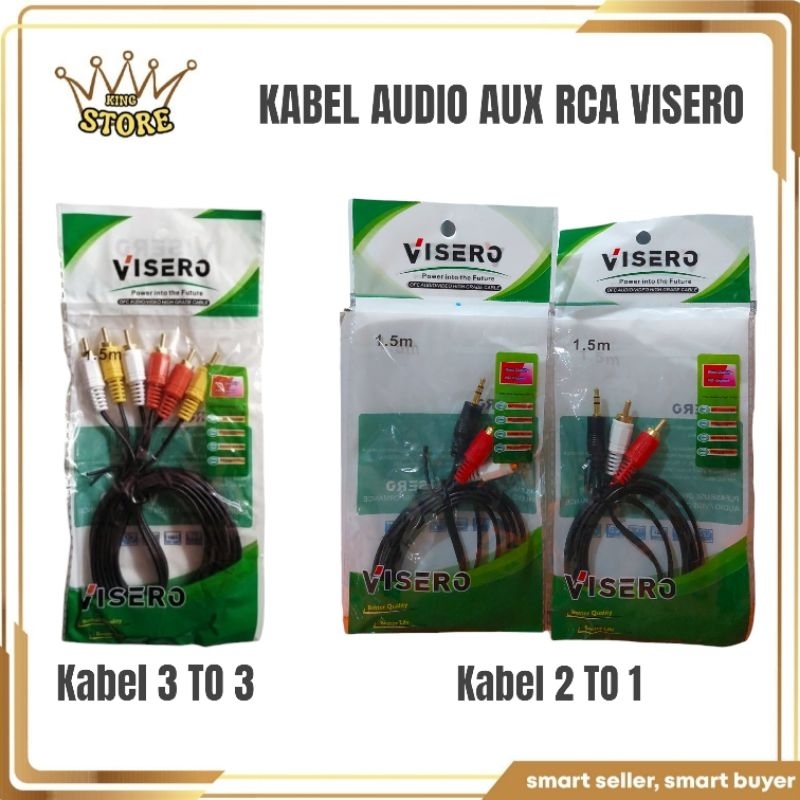Jual KABEL RCA VISERO VISERO 2 TO 1 & 3 TO 3 / KABEL AUDIO AUX 1.5M | Shopee Indonesia