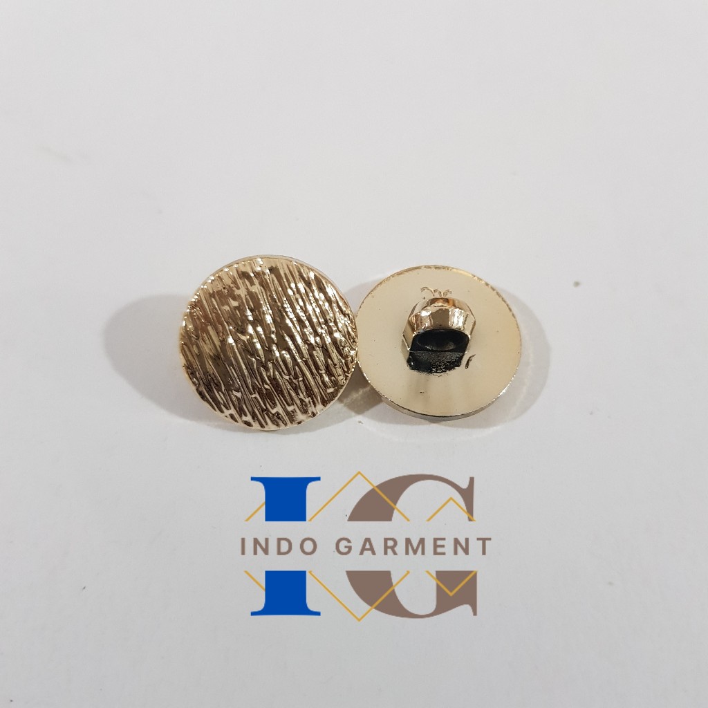 Jual [144pcs] Kancing Jamur Gepeng Motif Garis Rosegold Emas 24L (15mm ...