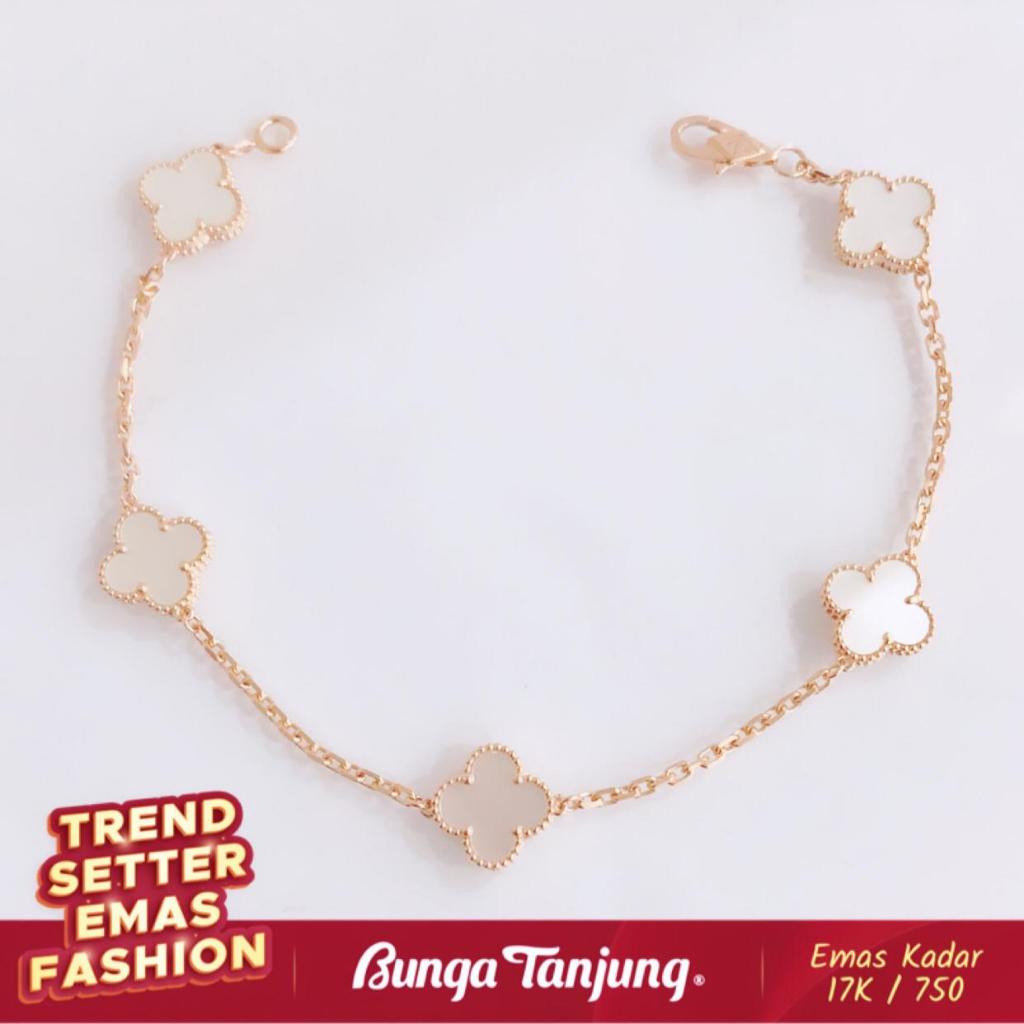 Jual GELANG CLOVER RAINBOW C - EMAS 17K - BUNGA TANJUNG GOLD | Shopee ...