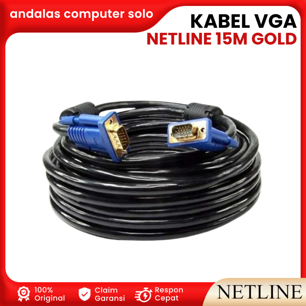 Jual Kabel VGA Monitor 15 Meter NETLINE Gold Plated Komputer Monitor ...