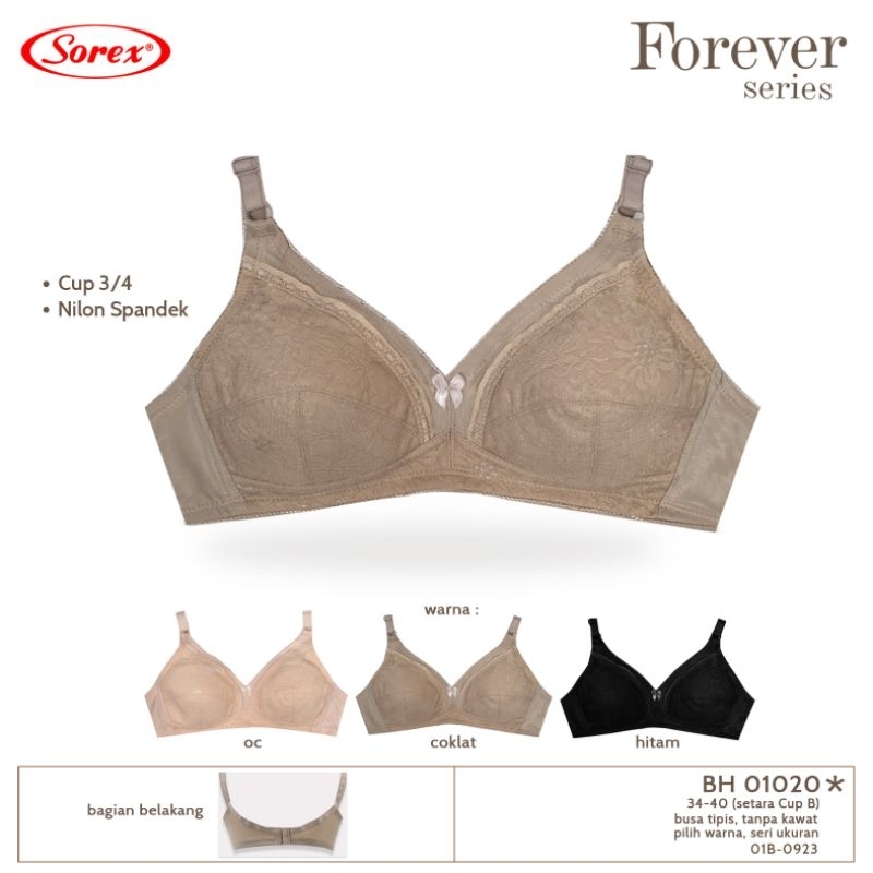 Jual Sorex bra harian BH 01020 busa tipis tanpa kawat cup B 3/4 ukuran 34-40 | Shopee Indonesia