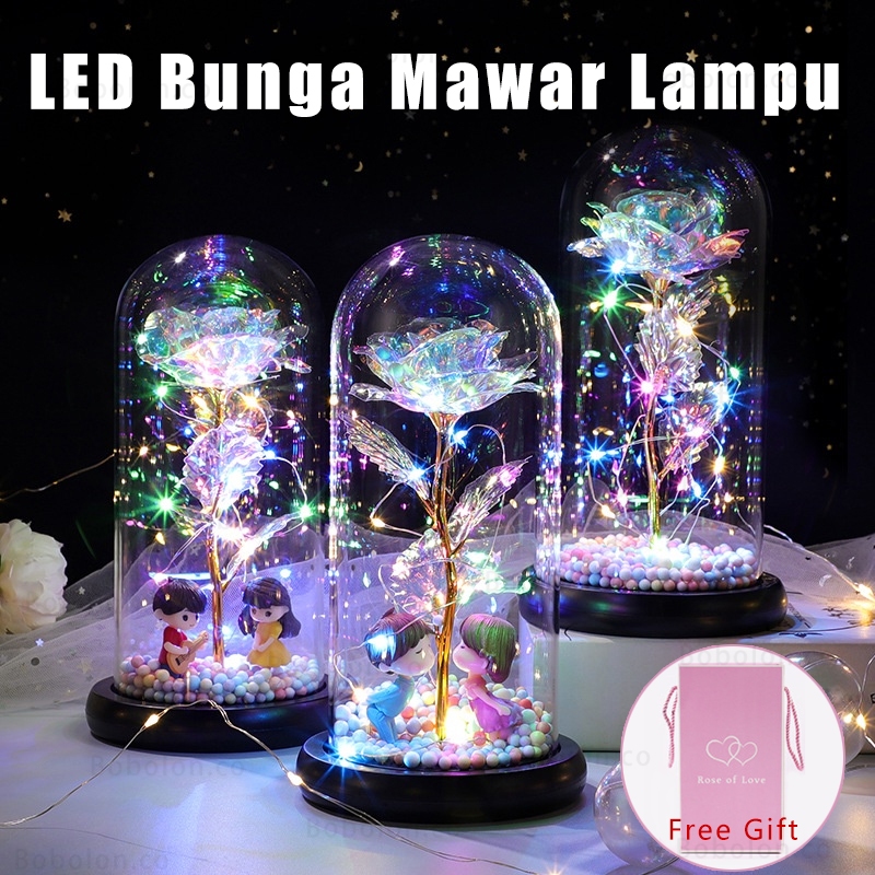 Jual Lampu LED Bunga Mawar Dekorasi Kado Valentine Hiasan, Rose In ...
