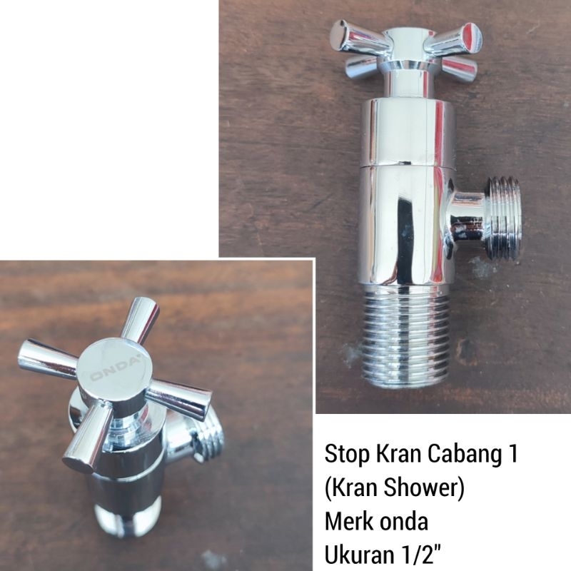Jual stop kran cabang 1 onda stainless 1/2 inch kran washtafel shower ...