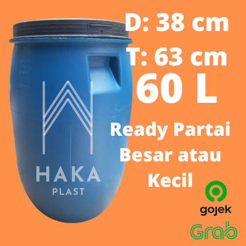 Jual Tangki Tong Air Drum Tempat Sampah Biru Tebal Gentong 60L Liter ...