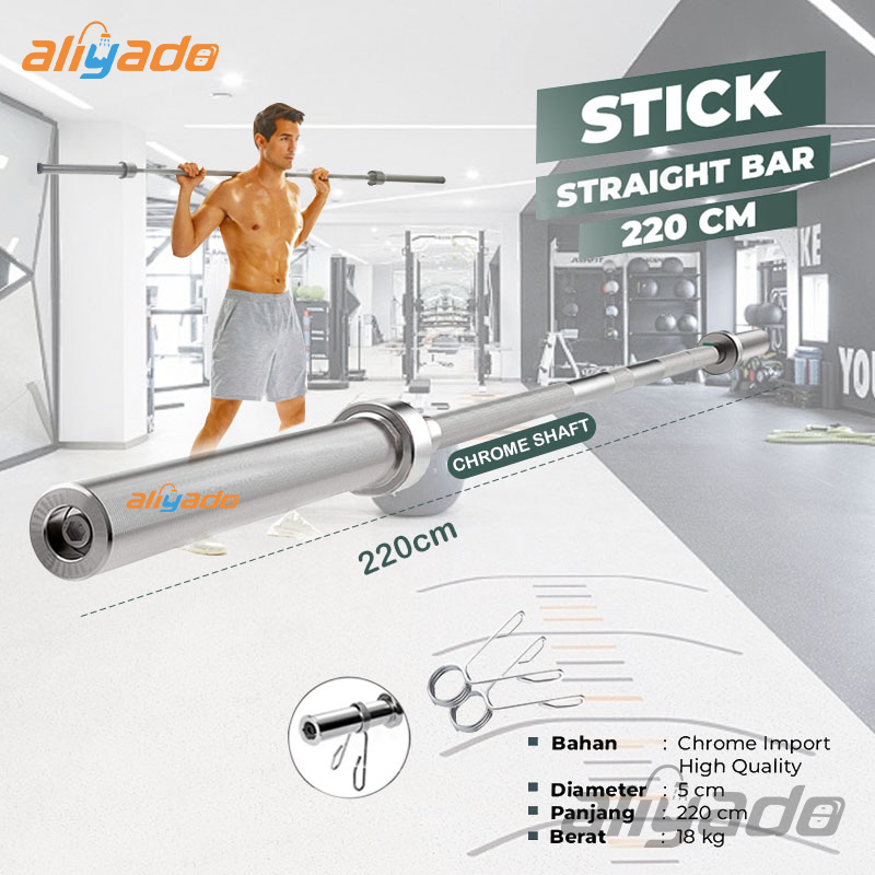Jual Stick Straight Bar 220cm/150cm Stick Barbell Crossfit Olympia Stik Olympic Lubang 5cm ...