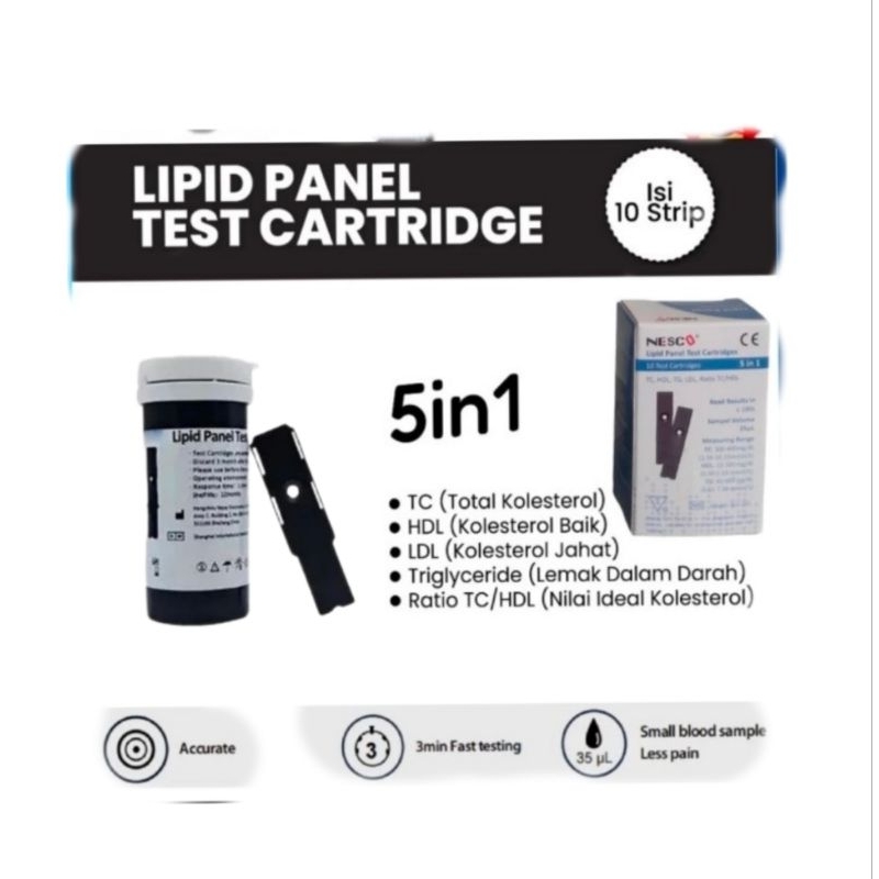 Jual STRIP KOLESTEROL LIPID PANEL NESCO 5IN1/ TEST CARTRIDGE LIPID ...