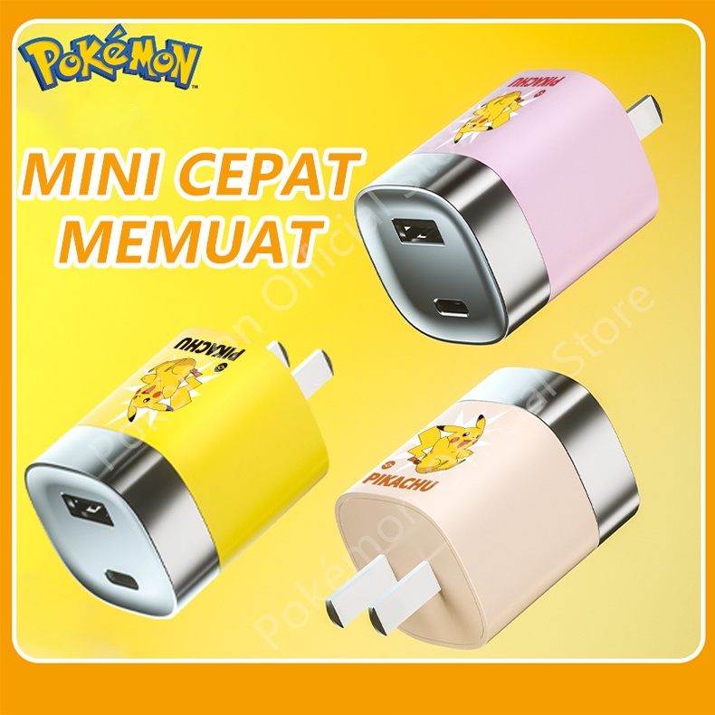 Jual 100% Ori Pokémon Mini Charger PD 33W Pikachu Fast Charging Type-C ...