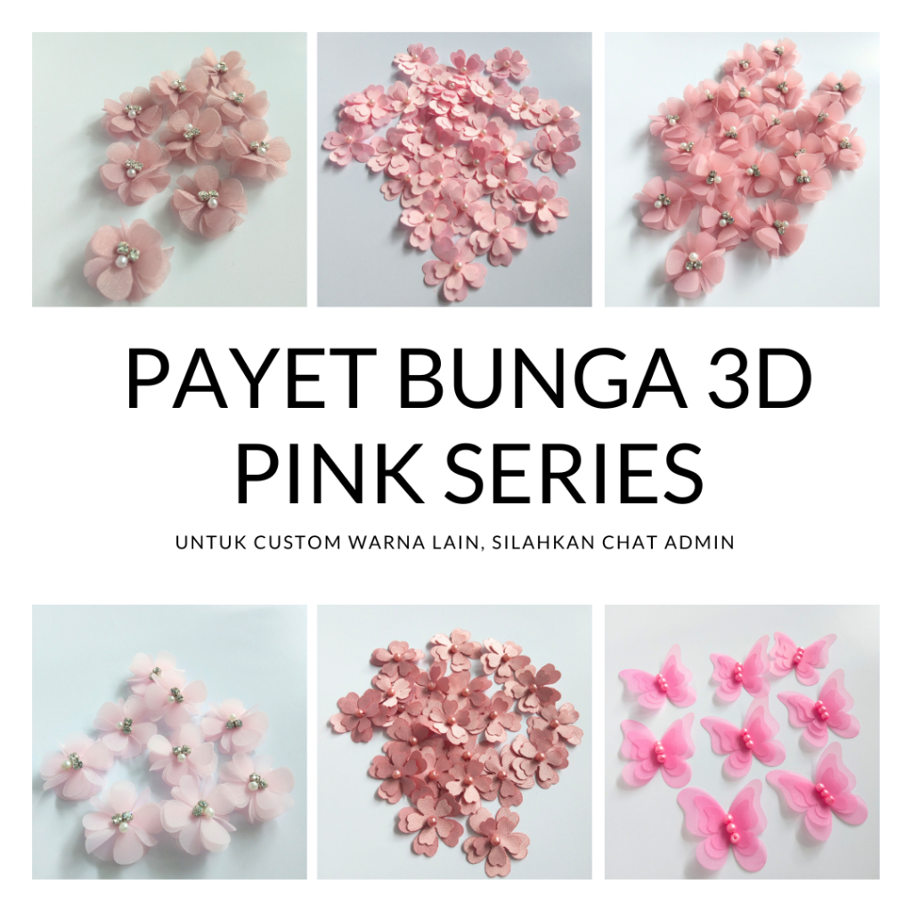 Jual [READY STOCK] APLIKASI PAYET BUNGA 3D MURAH WARNA PINK/ DUSTYPINK ...