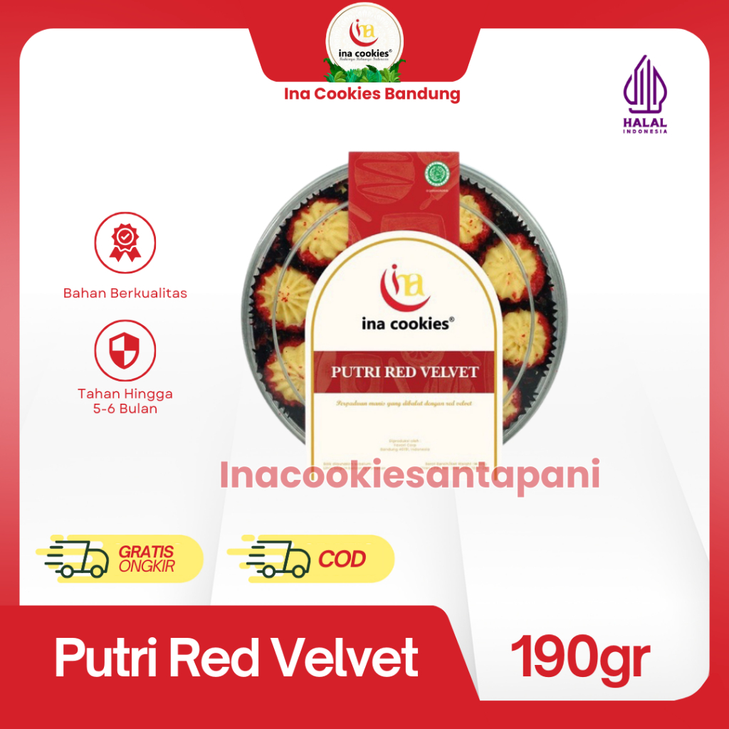 Jual Ina Cookies Kue Kering Premium Putri Red Velvet Toples Reguler ...
