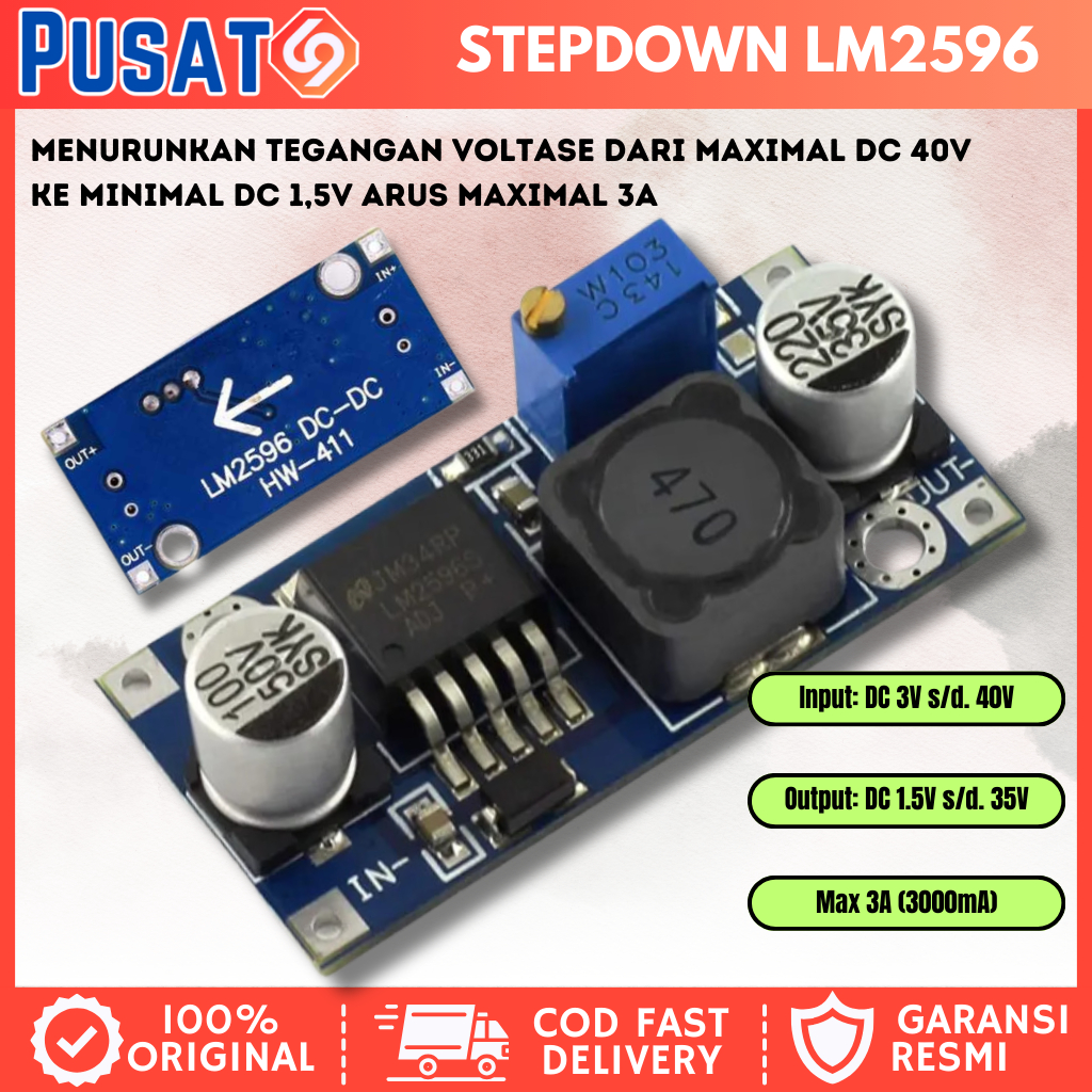 Jual LM2596 Step Down DC-DC Module Multi Fungsi Penurun Tegangan LM 2596 Module DC Buck 3A ...