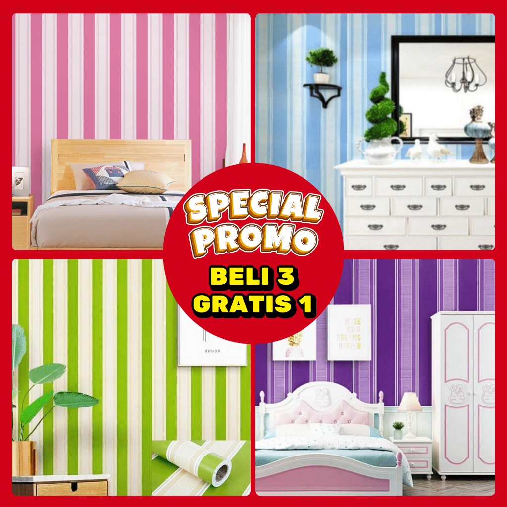 Jual PAKET PROMO Wallpaper Stiker Ruang Tamu Minimalis Motif Salur Hijau Wallpaper Dinding Kamar ...