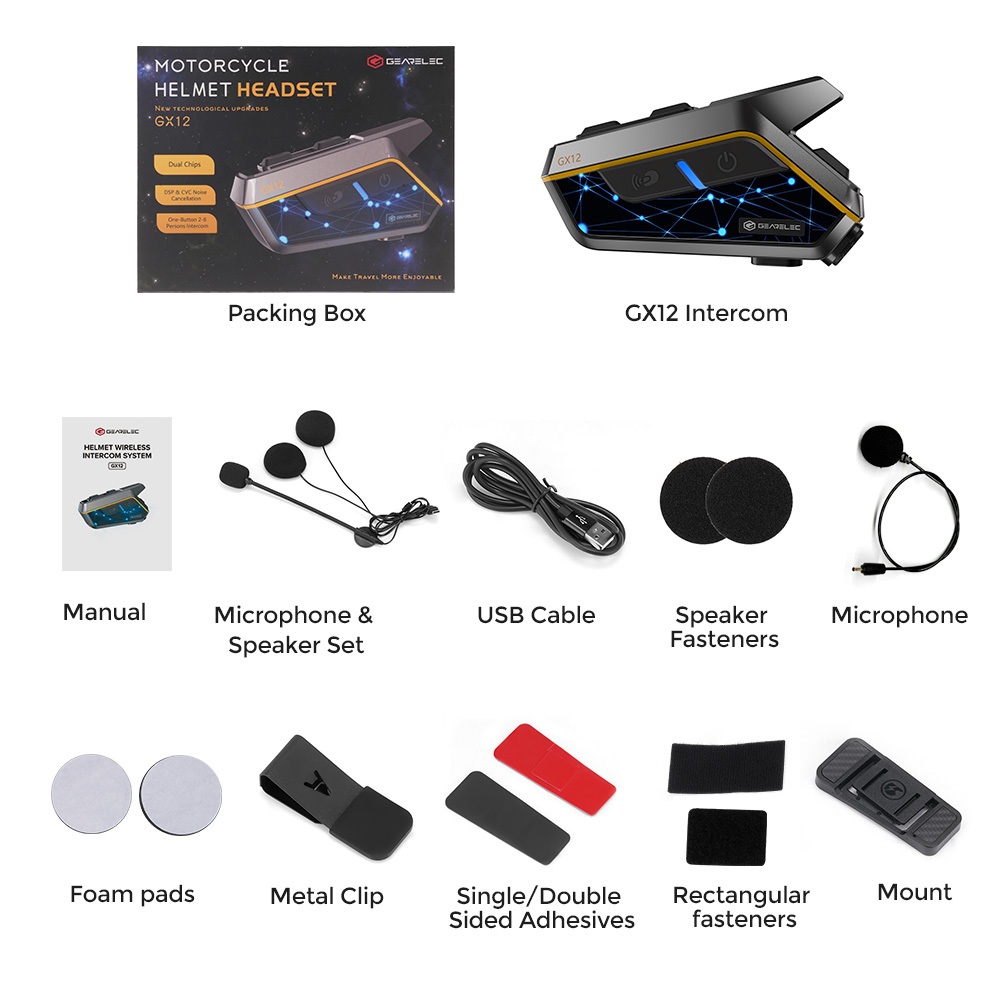 Jual GEARELEC G-Max Helm Intercom Sepeda Motor Bluetooth Helm Headset ...