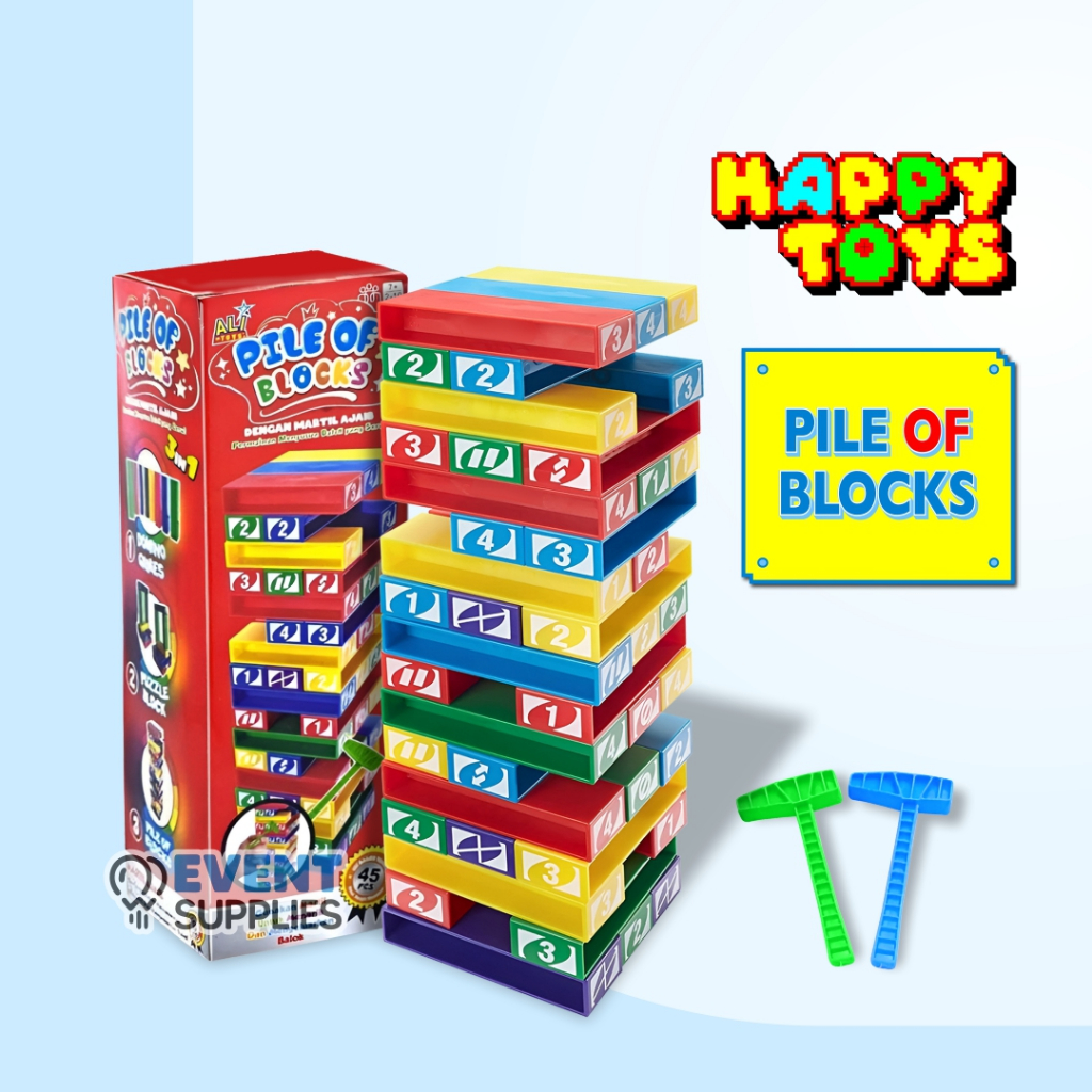Jual Pile Of Blocks Balok 3in1 Balok Susun Tower Stacking Toys Board ...