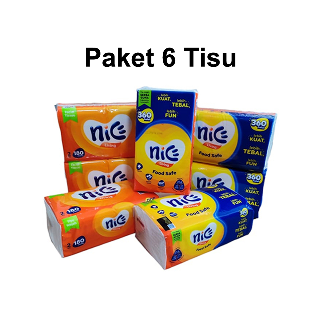 Jual [isi 6] Paket Tisu Nice 180 Sheet Tissue 360Helai Facial Lembut ...