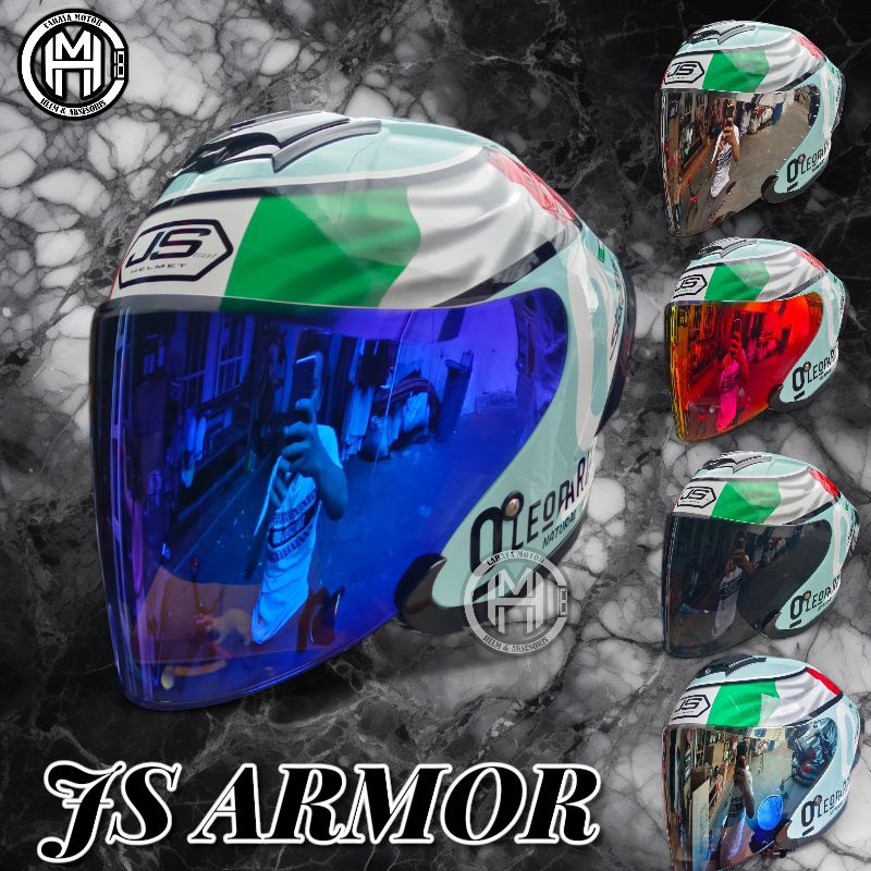 Jual HELM JS ARMOR MOTIP LEOPARD EASY GREEN|HALF FACE | Shopee Indonesia