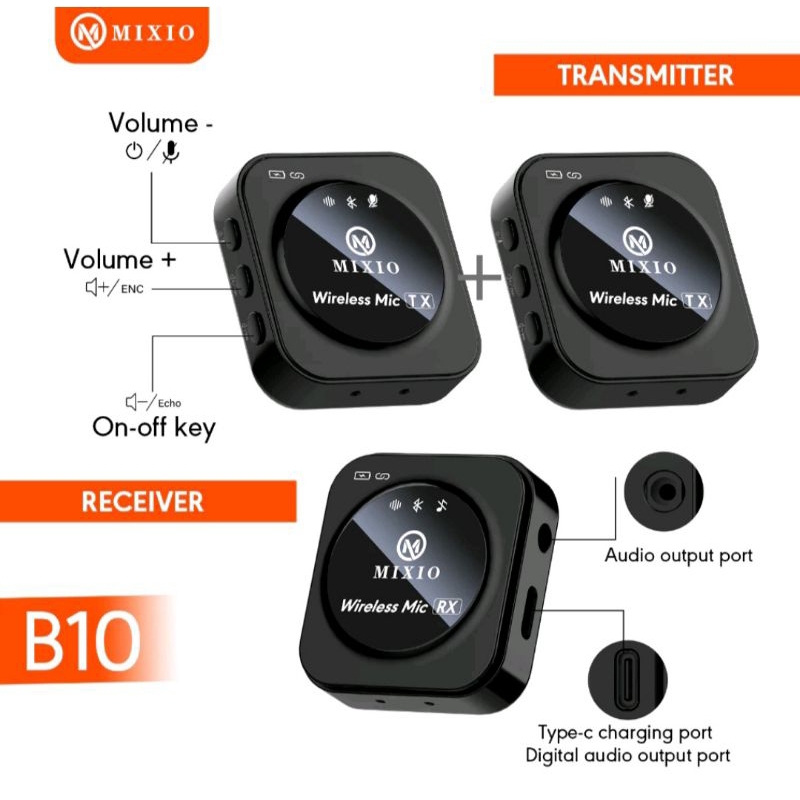 Jual MIXIO B10 Wireless Microphone Mic Wireless Live Clip On HP Camera ...