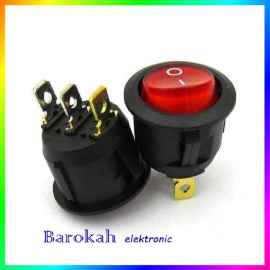 Jual Saklar Rocker Bulat 3 pin On Off Switch Power dengan Lampu ...