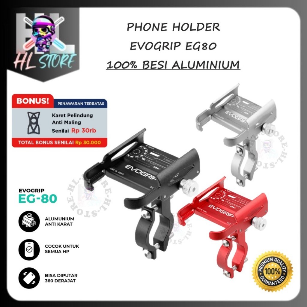 Jual Holder HP Motor EVOGRIP EG80 Stang Spion Motor Sepeda Besi Aluminium Dudukan Penyangga ...