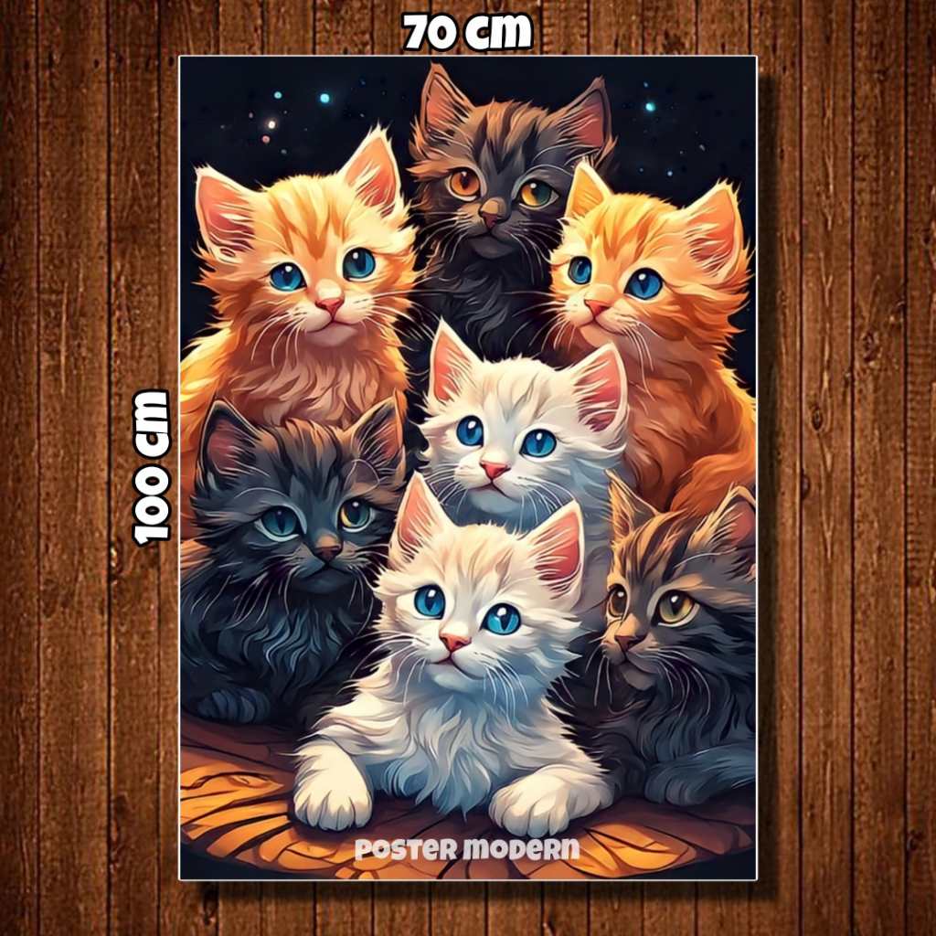 Jual HIASAN DINDING POSTER GAMBAR KUCING 3D ART UKURAN BESAR #05 ...