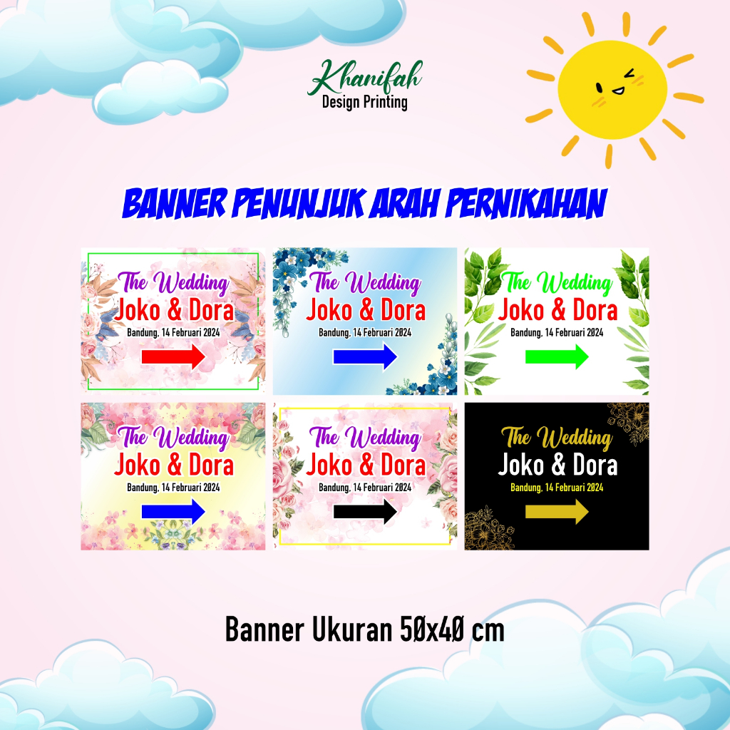Jual Banner Petunjuk Arah Pernikahan Khanifah Design Printing | Shopee ...