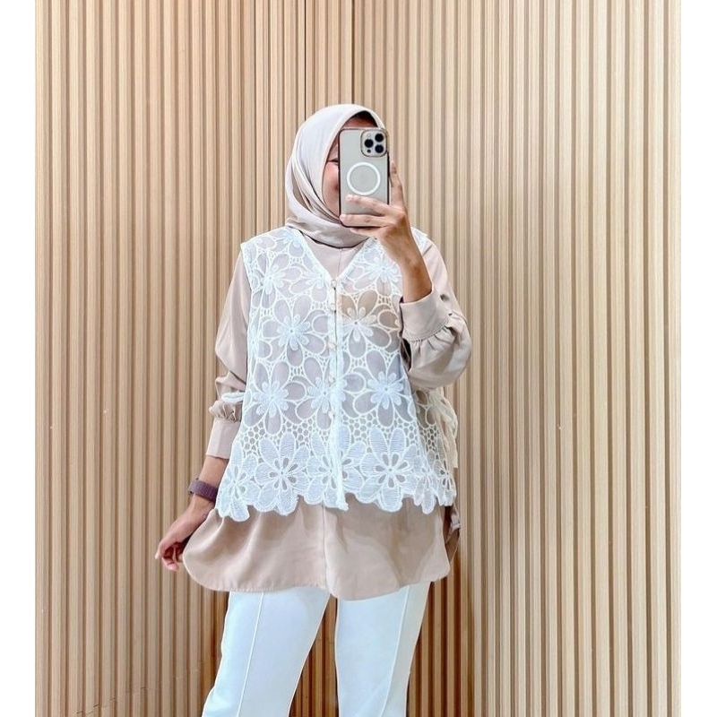 Jual Delia Kemeja Vest Burkat Fatun | Kemeja Athaya Outer | Shopee ...