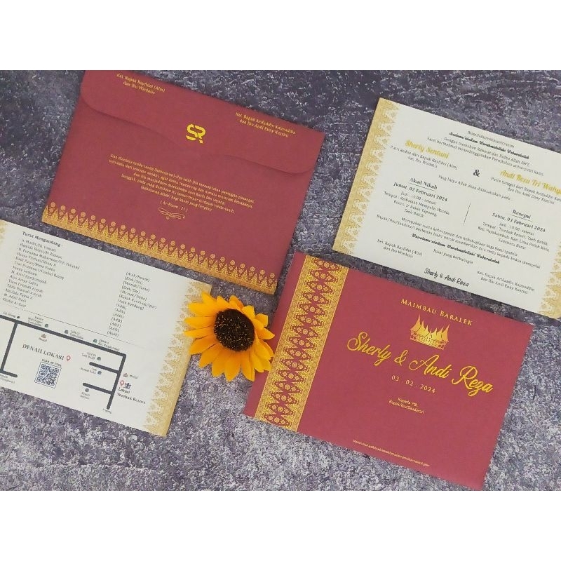 Jual Undangan Pernikahan Amplop Maroon | Shopee Indonesia