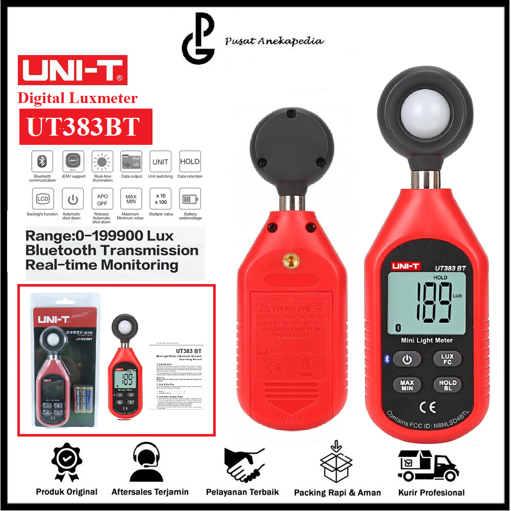 Jual UNI-T UT383BT Digital Luxmeter Mini Light Meter Alat Ukur Cahaya ...