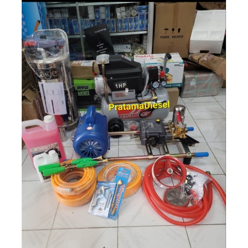 Jual Paket Steam Cuci Motor Mobil Komplit Salju Kompresor 1HP24Liter Shampo Semir | Shopee Indonesia
