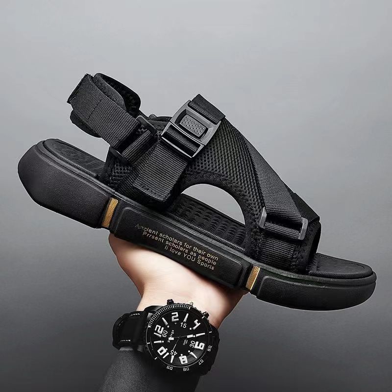 Jual Sepatu Sandal Pria Hitam Kasual Sendal Pria Casual Tali Yang Bisa ...