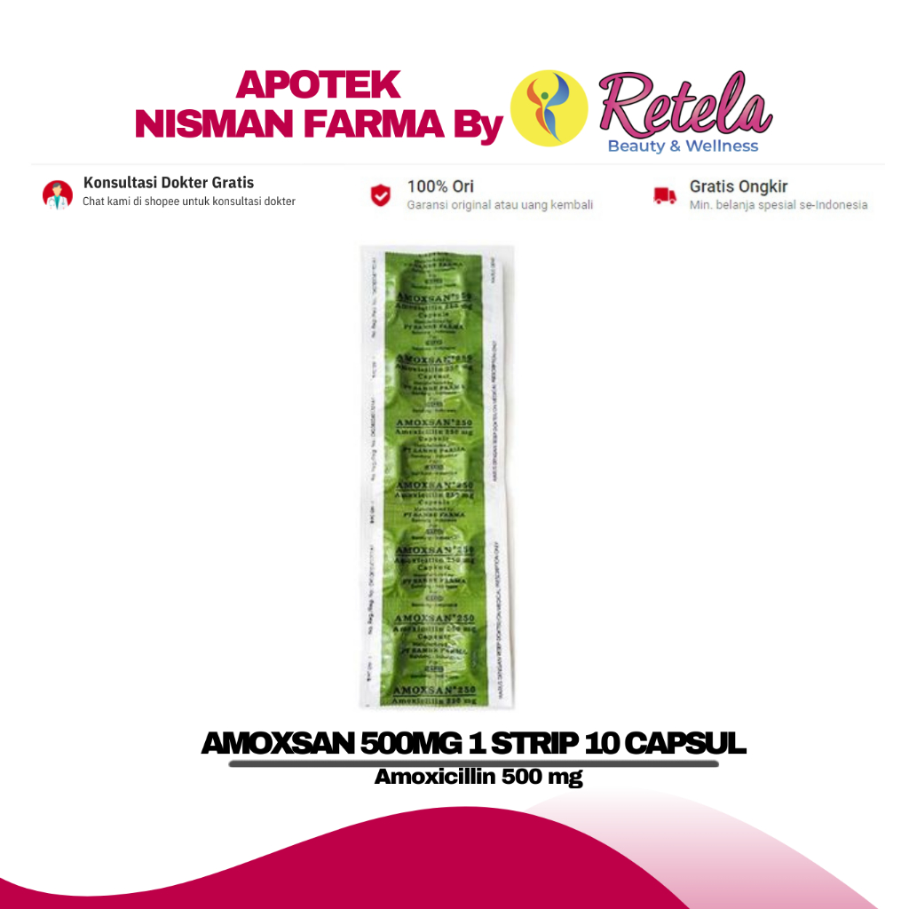 Jual AMOXSAN 500MG 1 STRIP 10 CAPSUL ( AMOXICILLIN 500 MG ) | Shopee ...